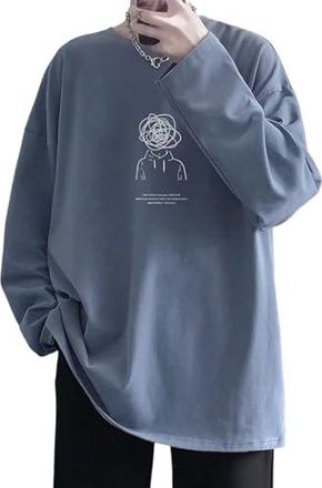 Coofandy Hommes T-Shirt Manches Longues Basic T-Shirt Regular Fit pour Homme Tops avec Col Rond Bleu XXL