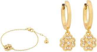 Kate Spade New York Heritage Bloom Armband & Huggies, Klar/Gold