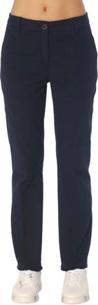 Via Masini 80 Femme, Pantalons, Bleu, Taille: 44 FR Pantalone armaturato a zampetta sfrangiato in piquet stretch