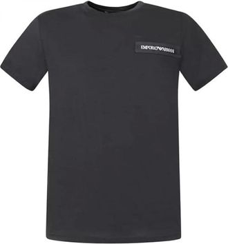 Emporio Armani Homme, Tops, Noir, Taille: XL T-Shirt Col Rond avec Bande Logo