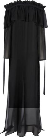Nina Ricci Femme, Robes, Noir, Taille: 42 FR Longue Robe en Soie avec D&eacute;tails de Noeuds