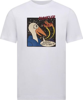 Moncler Moncler Space Monduck Cotton T-shirt, Men, White, Size: 3xl
