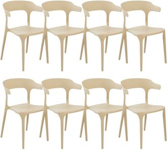 Beliani Beliani - Chaises de Salle &agrave; Manger Beige en Plastique Empilables &agrave; Petits Accoudoirs Gubbio
