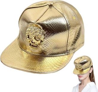 Generic Chapeau Hip Hop - Casquette de baseball en cuir PU et coton | Chapeau de rappeur Hip Hop r&eacute;glable avec style streetwear | Pour homme et femme - Sports