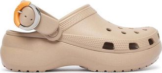Crocs Pantoletten Classic Platform Buckle Clog 213230 Beige