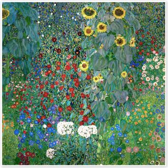 Posterlounge Bauerngarten mit Sonnenblumen Poster von Gustav Klimt 60 x 60 cm Grün Wandbilder Wanddeko