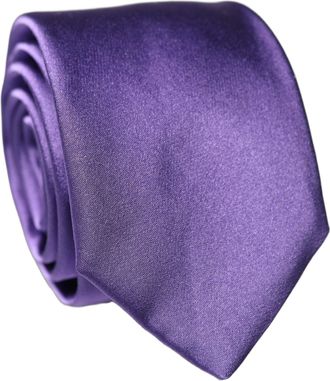 Dolce & Gabbana Purple Satin Silk Adjustable Men Tied Necktie Tie