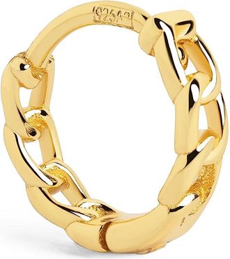 Singularu Einzelner Creolen-Ohrring Chain S. Sterlingsilber mit 18 kt Goldbeschichtung. Schmuck f&uuml;r Damen