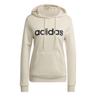 adidas Adidas Womens Hooded Sweat W Lin Ft Hd, Ecru Tint/Black, HL2159, S