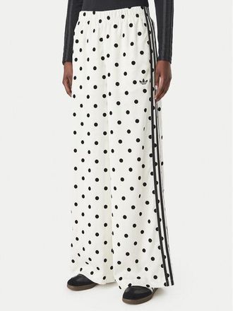 adidas Jogginghose Satin Polka Dots Wide Leg Pant KV1168 Creme Relaxed Fit