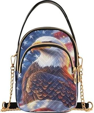 Mnsruu Sac à bandoulière pour femme, motif aigle à tête blanche, drapeau américain, petit sac à bandoulière avec sangle réglable