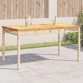 vidaXL Vidaxl - Table de jardin beige 140x80x75 cm r&eacute;sine tress&eacute;e et acacia