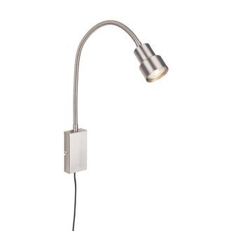 Briloner Leuchten - Bettleuchte, Wandleuchte, Leselampe inkl. Flexarm, An-/Ausschalter via Touchfunktion, 1x LED/GU10, 5 Watt, 400 Lumen, 3.000 Kelvin, Metall,