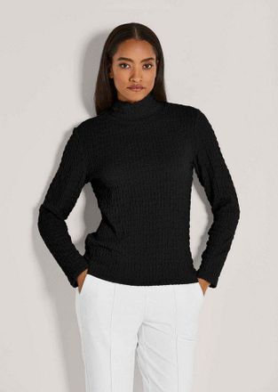 Madeleine Langarmshirt Elegantes Oberteil mit Stehkragen Feinstrukturierter Jersey, lang&auml;rmelig, modern