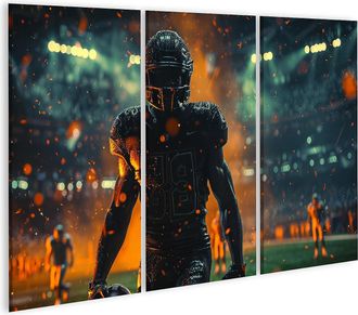 Islandburner Bild auf Leinwand Footballspieler im Rampenlicht bei Nacht für Wohnzimmer Sportfans Sportgeschäft Bilder Wandbilder Poster