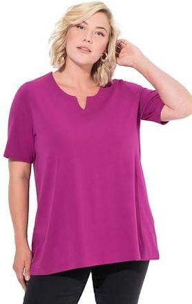 Ulla Popken Femme Grandes Tailles T-Shirt Manches Courtes et col Tunisien, Coupe &eacute;vas&eacute;e Baie 42+ 807259827-42+