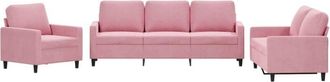 vidaXL 3-tlg. Sofagarnitur mit Kissen Rosa Samt Vidaxl