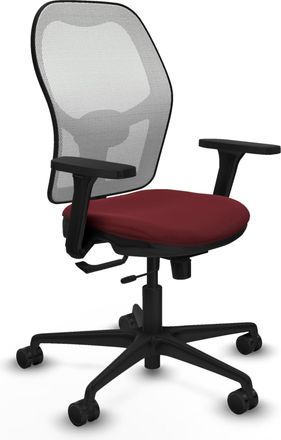 Piqueras y Crespo Atmungsaktiver B&uuml;rostuhl mit 3D-Armen, h&ouml;henverstellbare Lendenwirbelst&uuml;tze, ausgestattet mit Syncro/Translack und eingespritztem Schaum, Wei&szlig;/Granatr