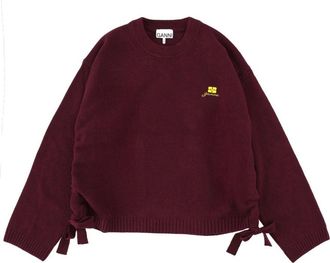 Ganni Wool Blend Oversized Sweater - Bordeaux