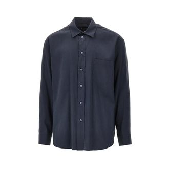 Emporio Armani Viskosehemd mit Seidengriff - - Shirts - Herren - Blau - XL