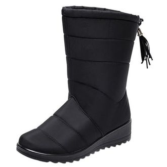 Valiclud Bottes Hautes dHiver pour Femmes Bottines de Neige Noires Imperm&eacute;ables &agrave; Semelle &Eacute;paisse Antid&eacute;rapante Pompons Chaussures Chaudes et D&eacute;contract&eacute;es Tai