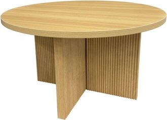 Oviala Table basse ronde 80 cm scandinave effet bois clair