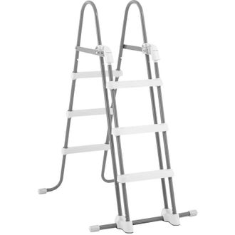 Intex Sicherheitsleiter f&uuml;r Pools bis 107 cm H&ouml;he - 151 x 117 cm - Stahl Poolleiter 3-stufig rutschfest belastbar bis 136 kg - Intex