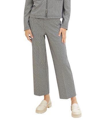 Tom Tailor Damen Mia Straight Chino Hose Cropped, small geo ck jacquard 2 colors, 38/28