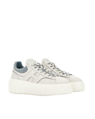 Hogan Womens Sneakers H-Stripes Light Blue-Ivory White External: Calfskin Trainers