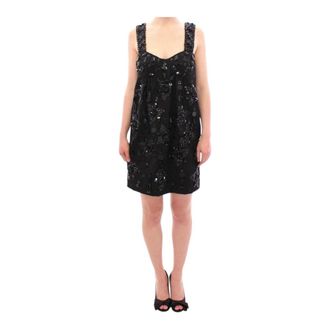 Dolce & Gabbana Schwarzes Blumenkristall Minikleid - - Dresses - Damen - Schwarzk - S
