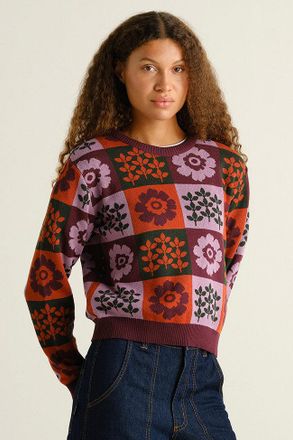 Dedicated Damen vegan Pullover Arendal Nature Check Orange/Lila