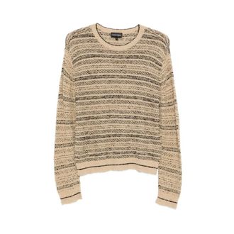 Emporio Armani Homme, Pulls, Multicolore, Taille: S Pull Ras du Cou avec Motifs Tricot&eacute;s