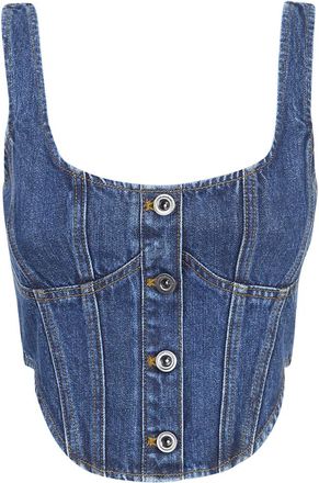 Self Portrait Femme, Tops, Bleu, Taille: 38 FR Denim Corset Top