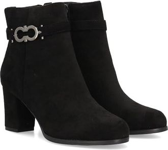 Shoes & Blues Bottine &eacute;l&eacute;gante en velours c&ocirc;tel&eacute; pour femme. D&eacute;tail m&eacute;tallique d&eacute;coratif sur le c&ocirc;t&eacute;. Talon confortable et fermeture &eacute;clair. Id&eacute;al pour la saison au