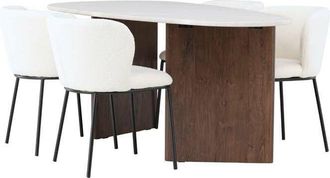 ebuy24 Grönvik Essgruppe Tisch offwhite und 4 Edina Stühle weiß