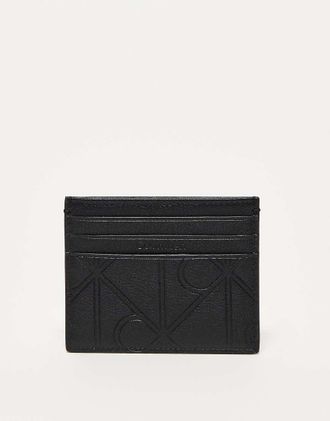 Calvin Klein Kartenetui aus Echtleder in Schwarz mit Emblem