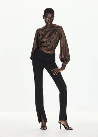 Mango Blouse l&eacute;opard dos nu marron - Femme - XS - MANGO