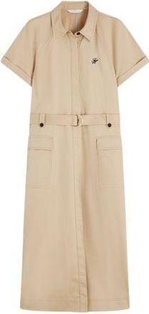Tommy Hilfiger Robe chemise ceintur&eacute;e en coton m&eacute;lang&eacute;