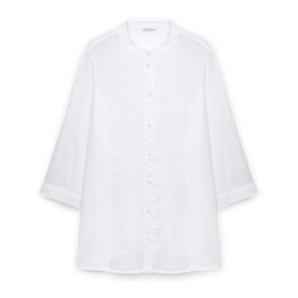 Fiorella Rubino Femme, Blouses et Chemises, Blanc, Taille: 46 FR Chemise en Lin et Jersey