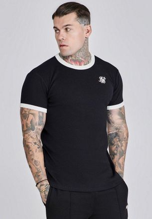 Siksilk T-Shirt SikSilk Herren Geripptes Ringer T-Shirt