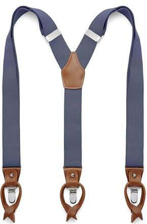 Trendhim Bretelles pour homme - Bretelles - Distributeur en Y r&eacute;glable avec cuir et clips pour un ajustement parfait, bleu, taille unique