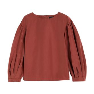 Max Mara Taft Bluse mit Rundhalsausschnitt - - Blouses & Shirts - Damen - Rot - XS