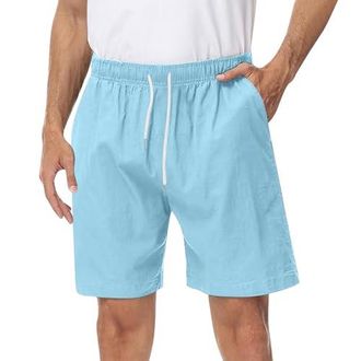 Generic Short d&eacute;t&eacute; pour homme - Taille &eacute;lastique - Cordon de serrage - Short de plage - Couleur unie - D&eacute;contract&eacute; - Avec poches, bleu, XXL