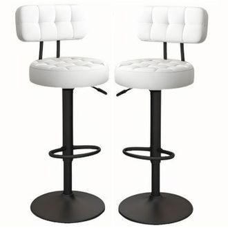 Generic Drehbare, H&ouml;henverstellbare Barhocker (2Er-Set), Gepolstert mit Pu-Leder und R&uuml;ckenlehne, Stabile Metallbeine, 60-80 cm Hoch, Ideal f&uuml;r K&uuml;cheninseln u