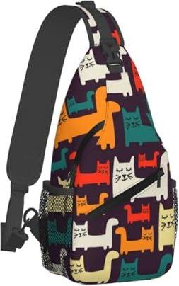 Generic Sacoche Homme Bandouliere Chat Casual Sac &agrave; Bandouli&egrave;re R&eacute;glable Sac &agrave; Poitrine pour Femme Cyclisme Voyage