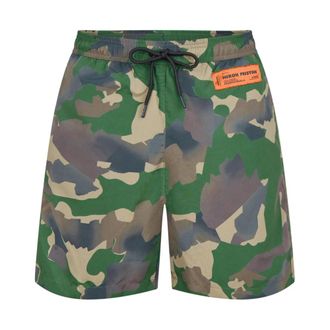 Heron Preston Camouflage Logo Patch Badeshorts - - Swimwear - Herren - Gr&uuml;n - S