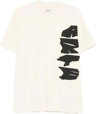 Arte Homme, Tops, Beige, Taille: M T-shirt Logo C&ocirc;t&eacute;
