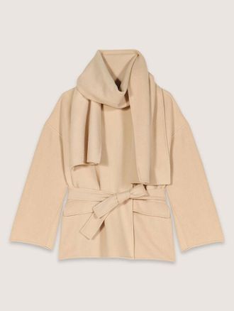 Maje Manteau Double Face &Agrave; &Eacute;charpe - Beige - Maje