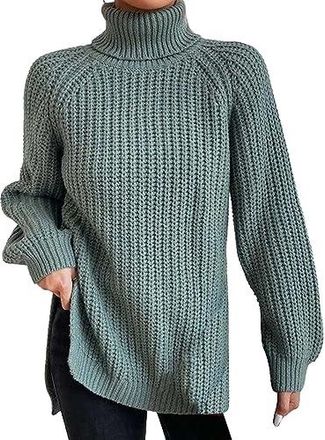 Generic Uwdiohq sous Pull Femme Couleur Unie en Moyen À Manches Longues Épaule Haut Fendu (Gn2, XL) Oversize Noir Chaud Halloween Sweats Capuche Sweat Shirt C