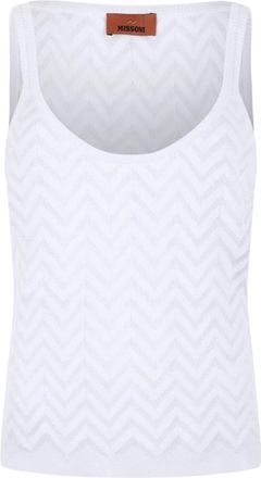 Missoni Zickzack-Strick-Top - - Tops - Damen - Wei&szlig; - XL